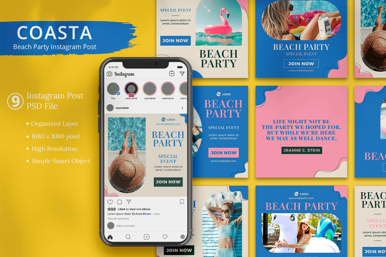 Coasta - Beach Party Instagram Post - Attype Studio