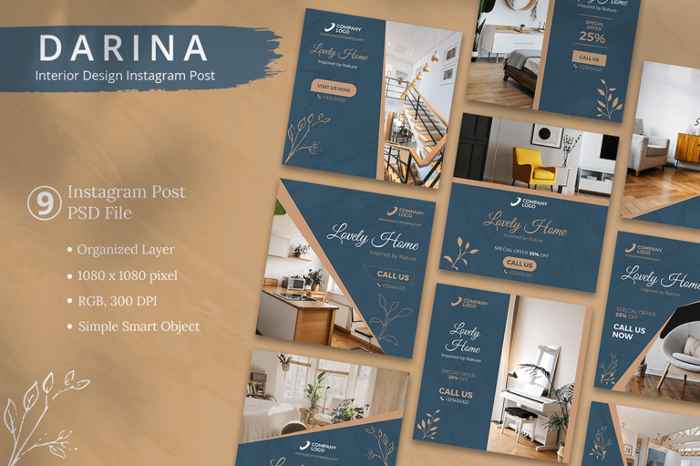 Darina - Interior Design Instagram Post Template - Attype Studio