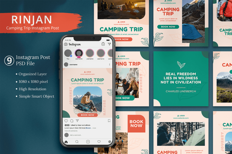 Rinjan – Camping Trip Instagram Post by Attype Studio