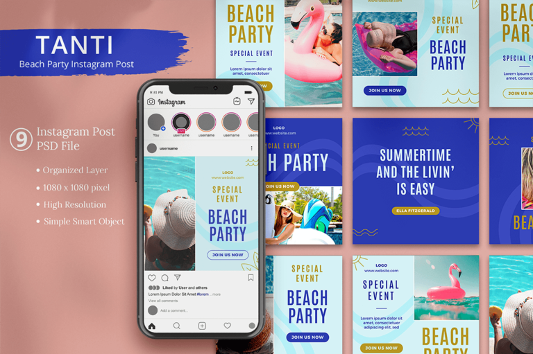 Tanti – Beach Party Instagram Post by Attype Studio