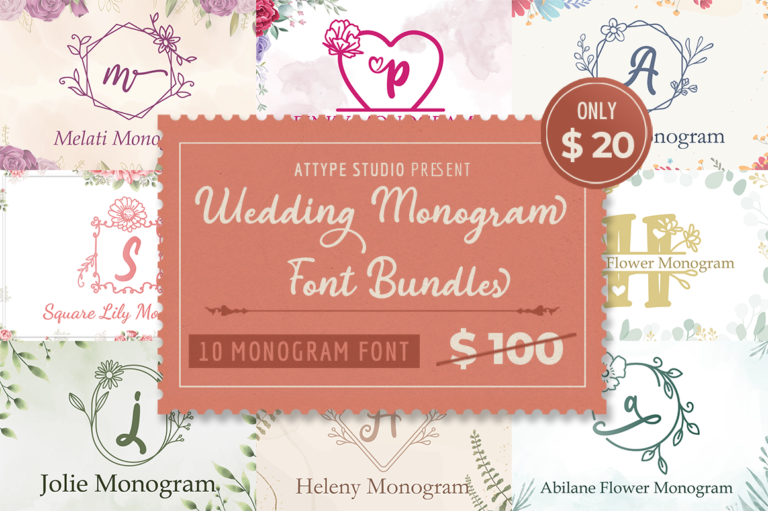 Wedding Monogram Font Bundle - Attype Studio