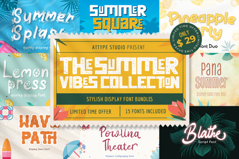 The Summer Vibes Collection Font Bundles - Attype Studio