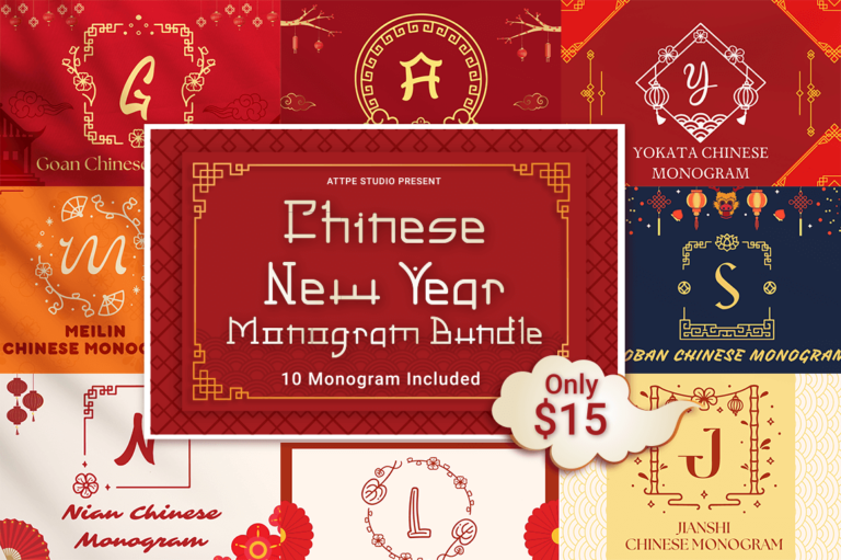 Chinese New Year Monogram Bundle - Attype Studio